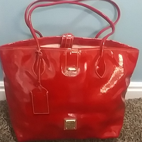 Dooney & Bourke | Bags | Dooney Bourke Shiny Red Leather Tote | Poshmark